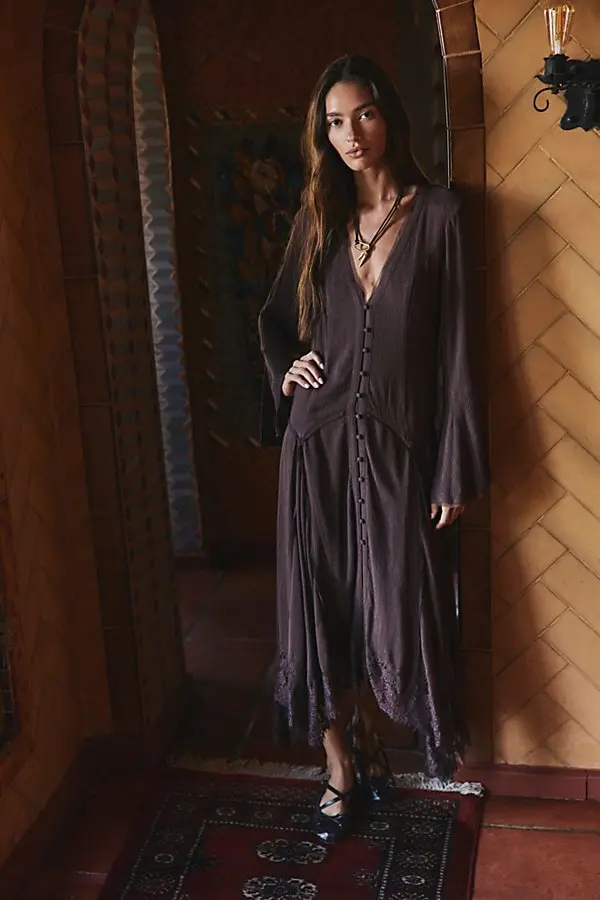 Free People Rosemary Midi Dress - Double Espresso