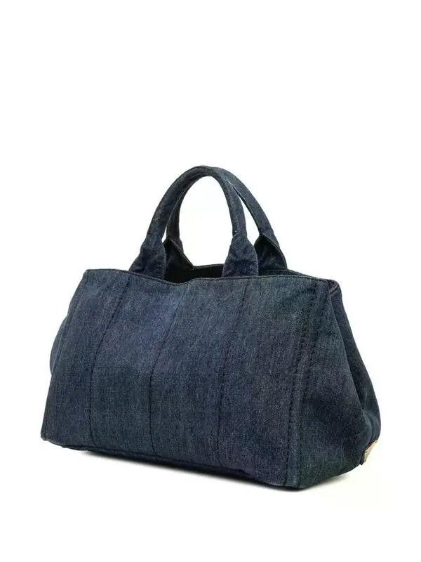 Prada 2013-2026 Denim Canapa Logo Tote Satchel