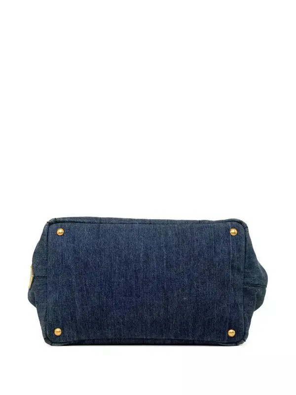 Prada 2013-2026 Denim Canapa Logo Tote Satchel