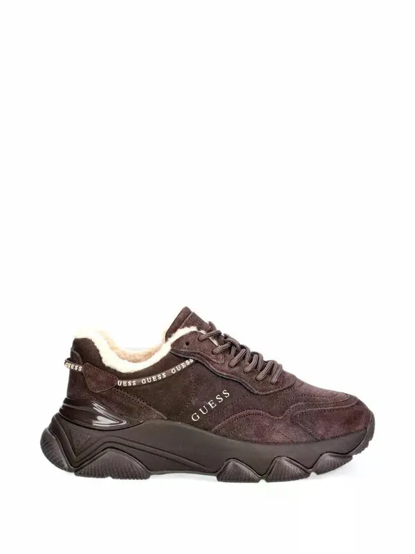 Guess Micola Genuine-leather Sneakers - Brown