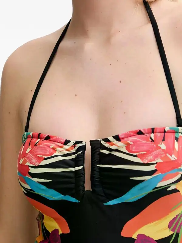 Desigual Floral-print Halterneck Swimsuit