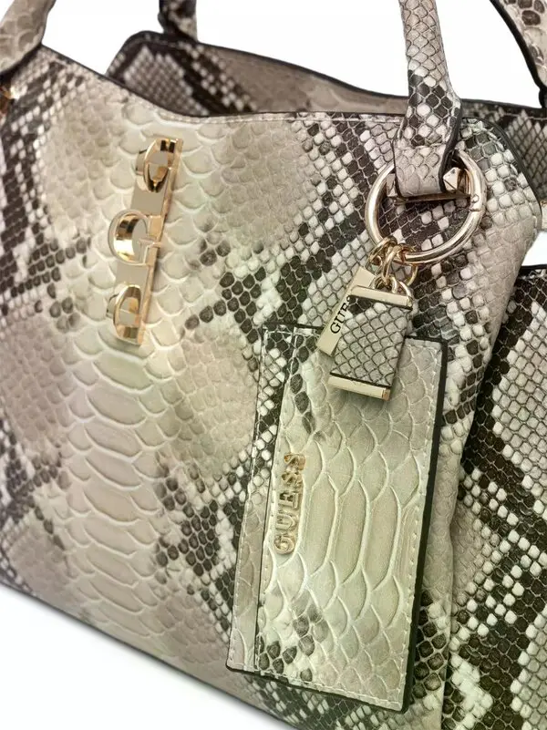 Guess Yvonne Snakeskin-effect Tote Bag