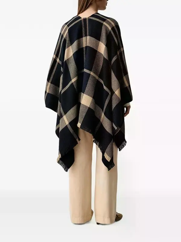 Barbour Check Fringed Poncho