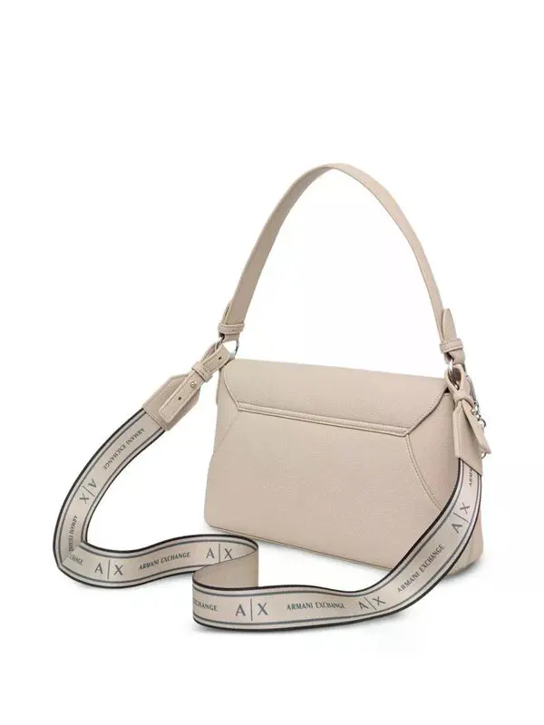 Armani Exchange Logo-plaque Pebbled Shoulder Bag - Neutrals