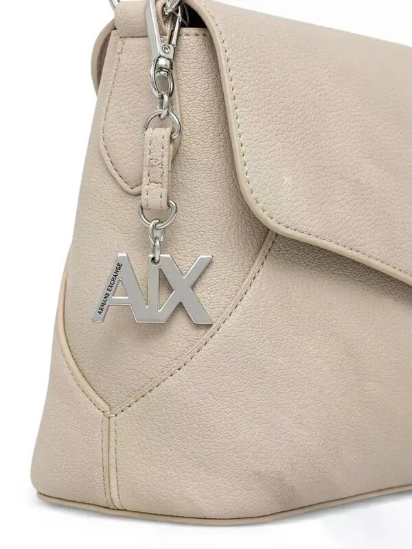 Armani Exchange Logo-plaque Pebbled Shoulder Bag - Neutrals