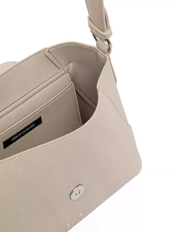 Armani Exchange Logo-plaque Pebbled Shoulder Bag - Neutrals