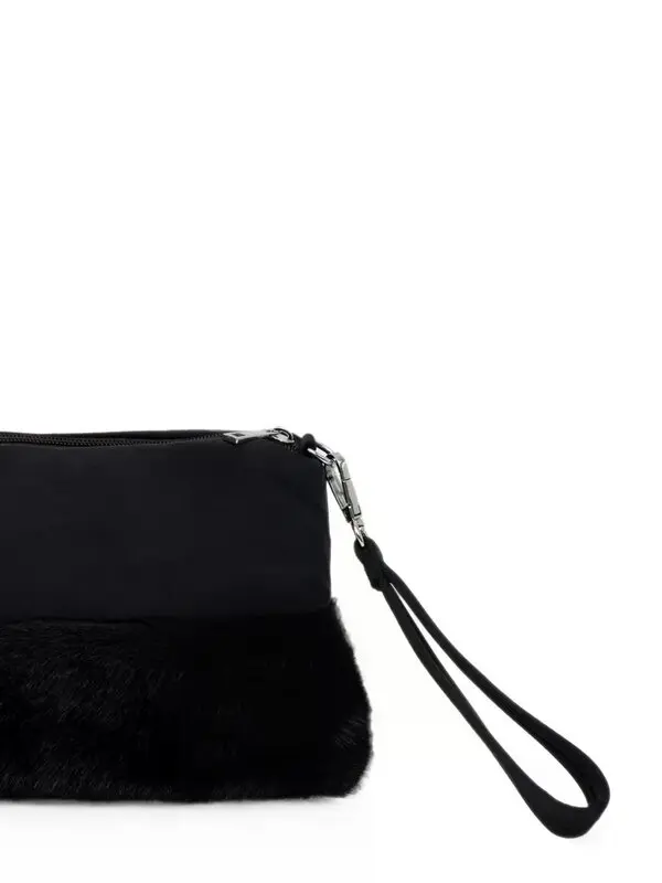 BLAUER. Faux-fur Trim Logo-patch Make Up Bag