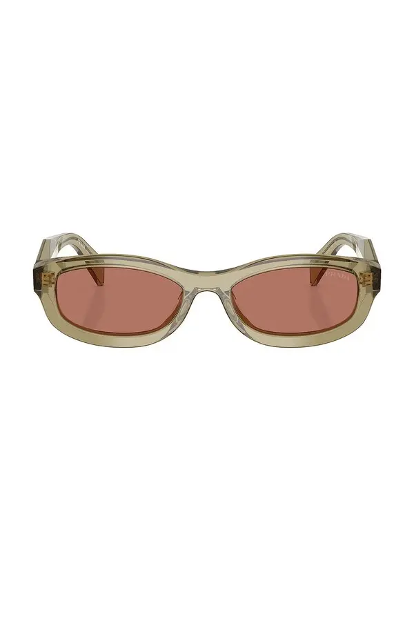 Prada Rectangular Sunglasses In Grey - Transparent