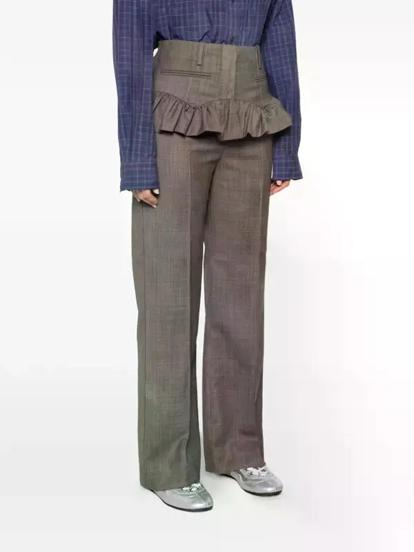 GANNI Ruffled Melange Trousers