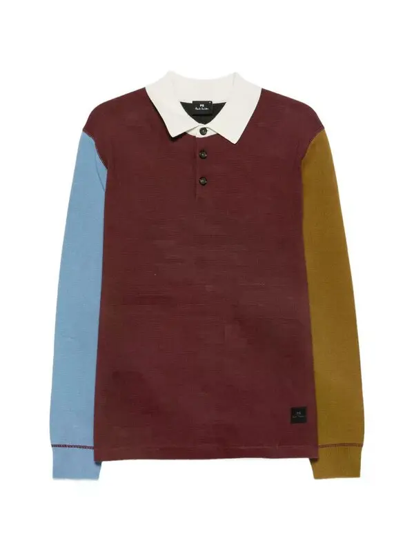 Paul Smith Colour-block Long-sleeve Polo Sweater