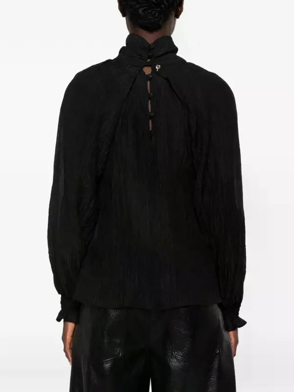 PHILIA LOFT High-neck Crinkled Blouse