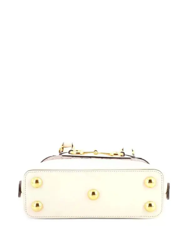 Gucci Horsebit 1955 Top Handle Bag Gg Coated Canvas With Leather Mini Shoulder Bag