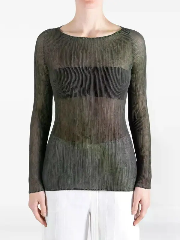 Issey Miyake Pleated Semi-sheer Top