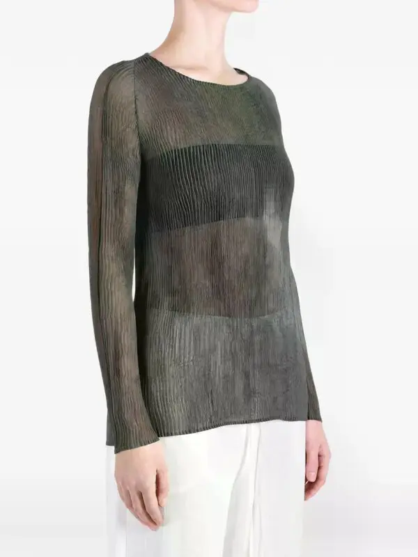 Issey Miyake Pleated Semi-sheer Top - Grey