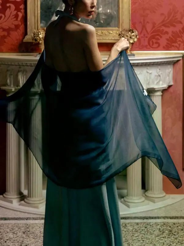 ELIZABETTA Sophia Silk Scarf - Blue