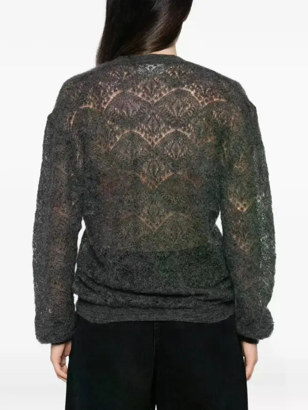SOLOTRE Lace-knit V-neck Sweater