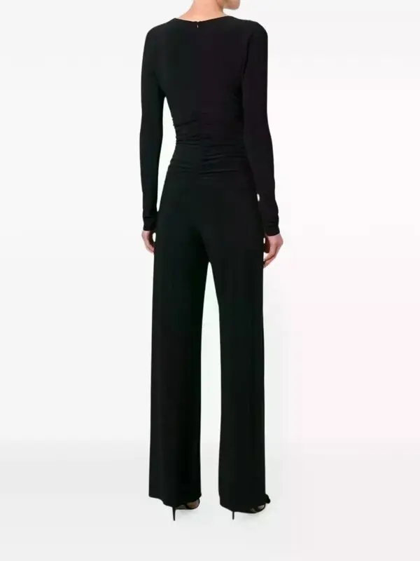 Norma Kamali Ruched Long-sleeve Jumpsuit