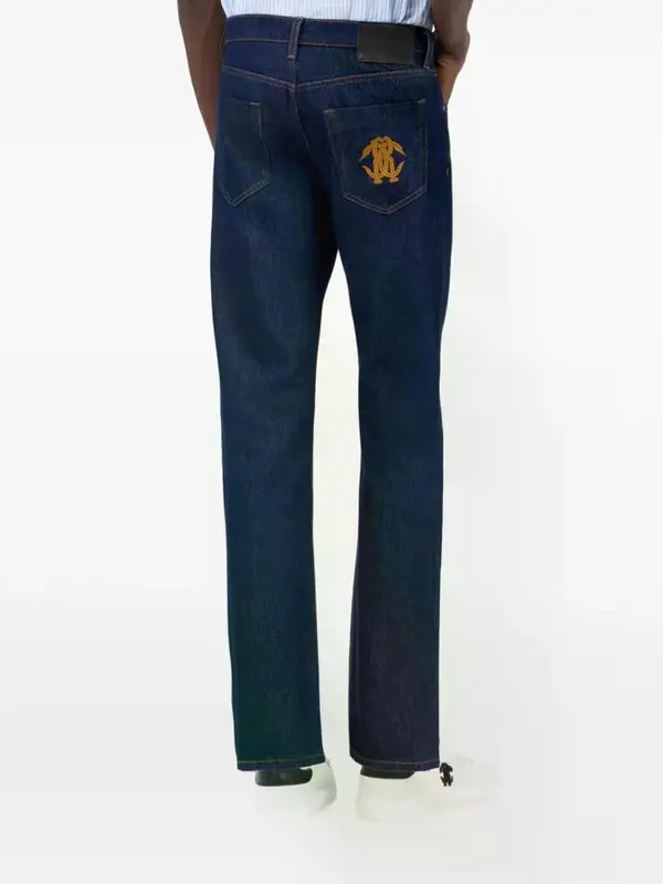 Roberto Cavalli Logo-embroidered Straight-leg Jeans