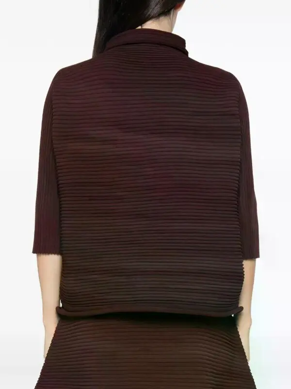 Issey Miyake Pleated High-neck Top - Brown
