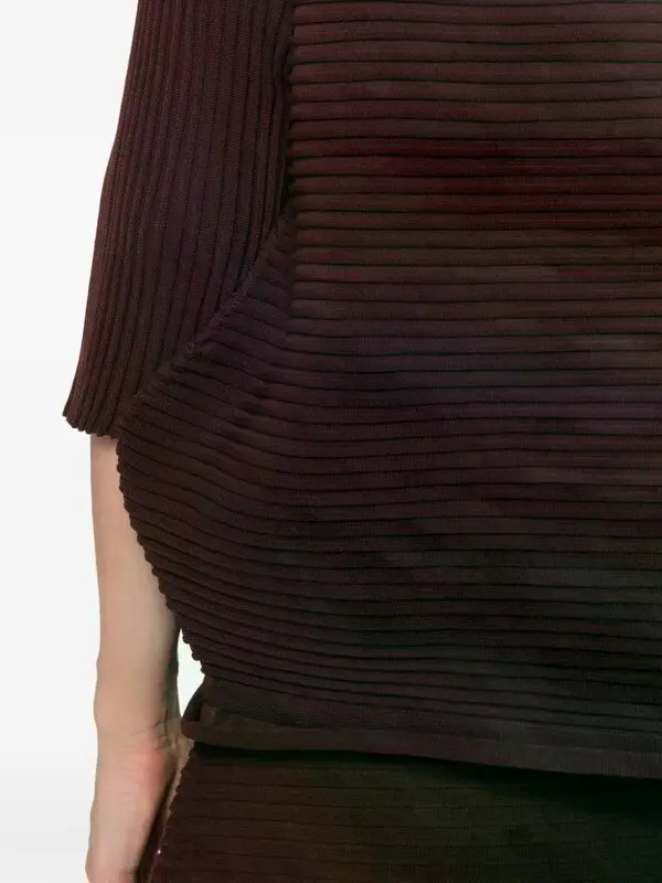 Issey Miyake Pleated High-neck Top - Brown