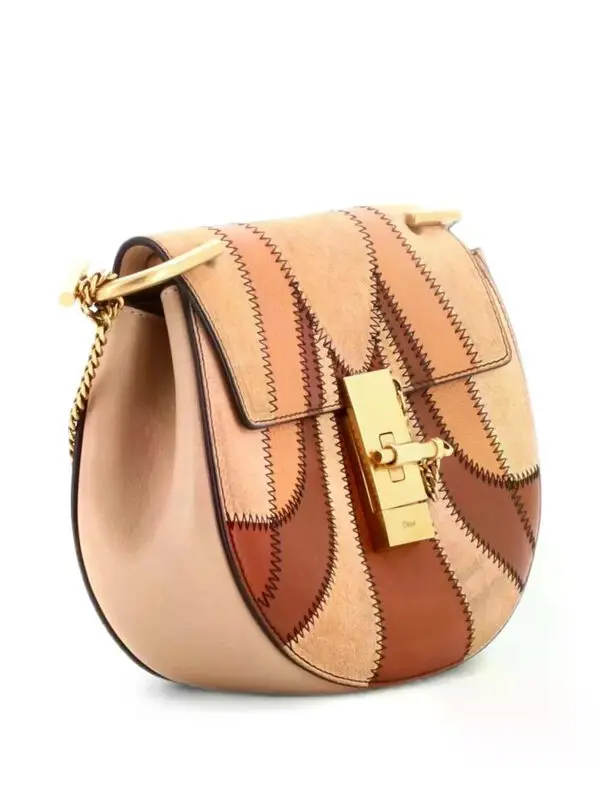 Chloé Drew Patchwork Leather And Suede Small Crossbody Bag