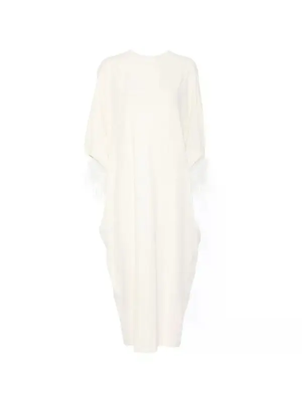 Alberta Ferretti Feather-trim Maxi Dress - Neutrals