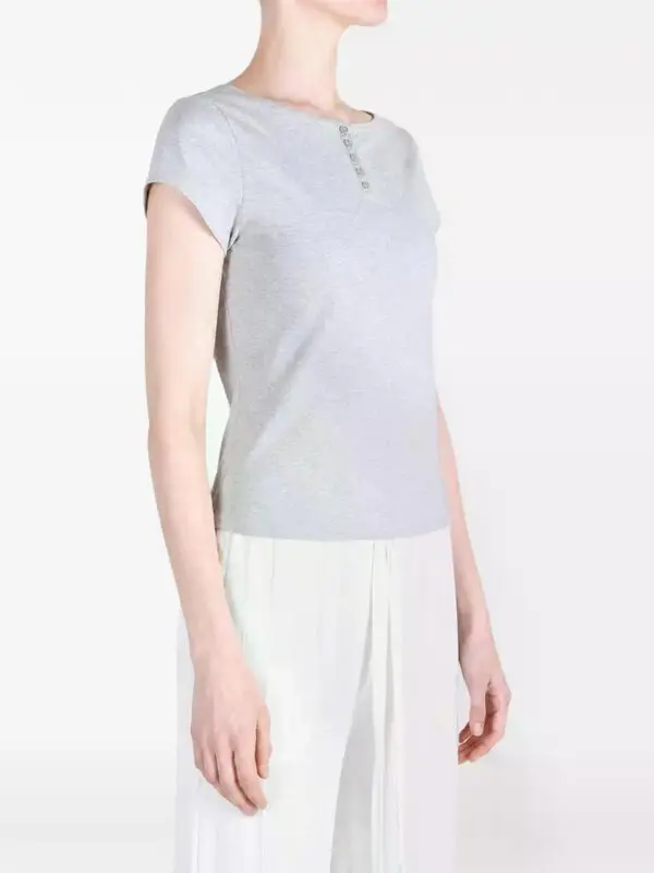 Free People Morning Pages Button-placket Cap-sleeve T-shirt