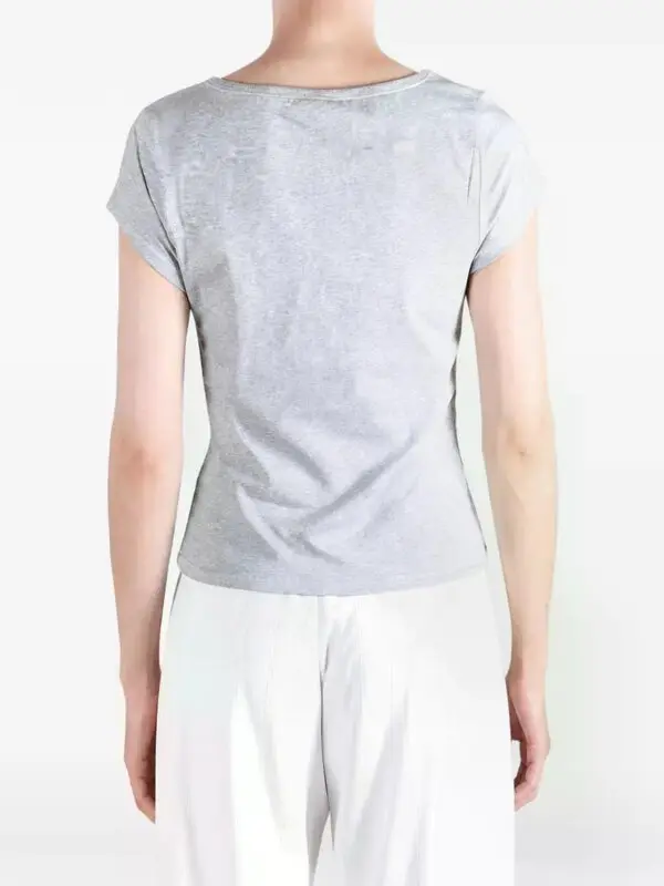 Free People Morning Pages Button-placket Cap-sleeve T-shirt