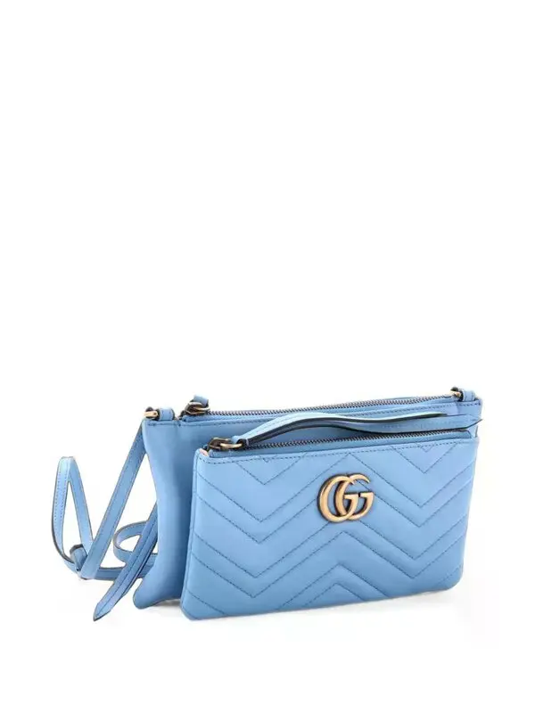 Gucci Gg Marmont Double Pouch Matelasse Leather Small Crossbody Bag