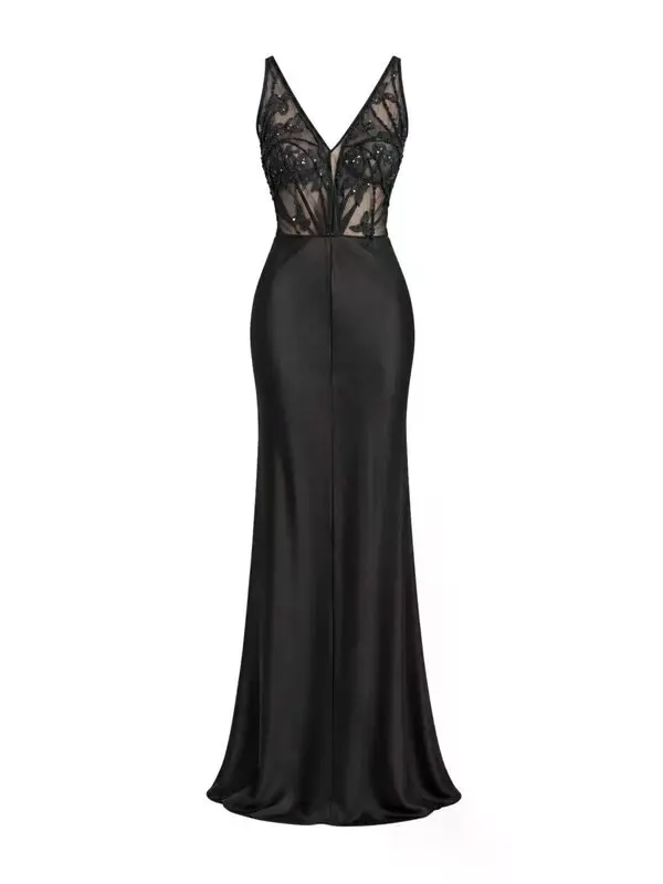 IRINA SCHROTTER Bead-embellished V-neck Maxi Dress