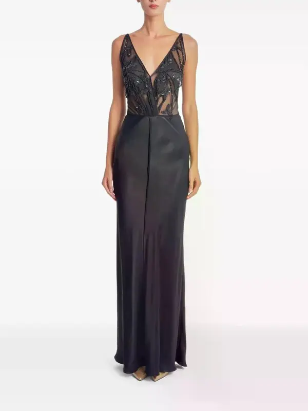 IRINA SCHROTTER Bead-embellished V-neck Maxi Dress