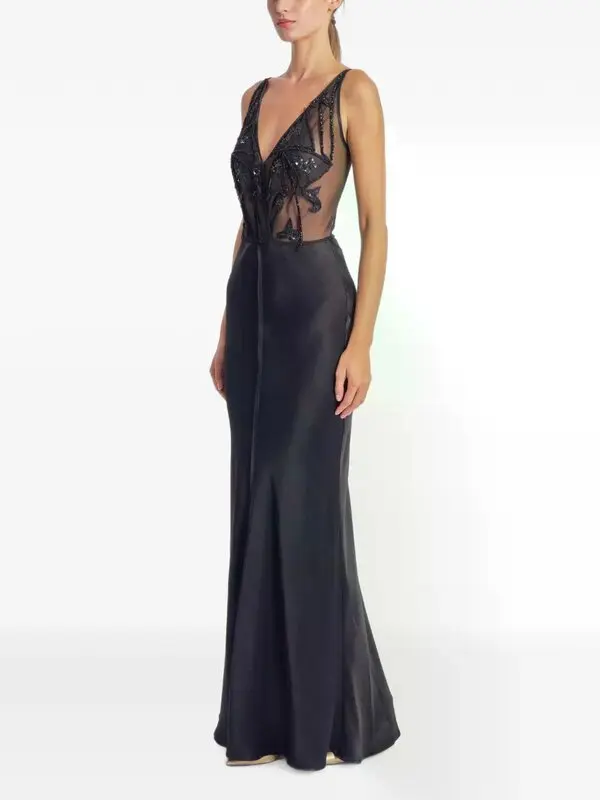 IRINA SCHROTTER Bead-embellished V-neck Maxi Dress