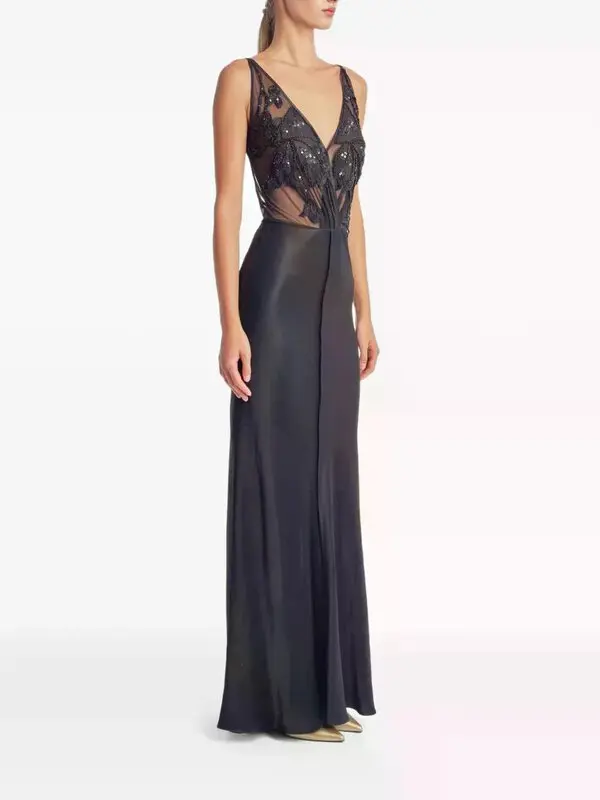 IRINA SCHROTTER Bead-embellished V-neck Maxi Dress