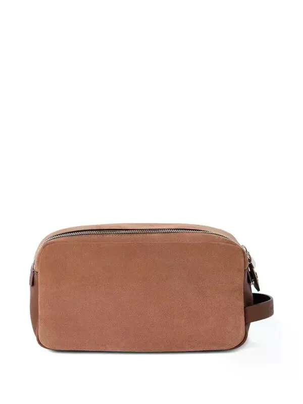 Brunello Cucinelli Suede And Buffalo-leather Beauty Case With Double Zipper - Brown