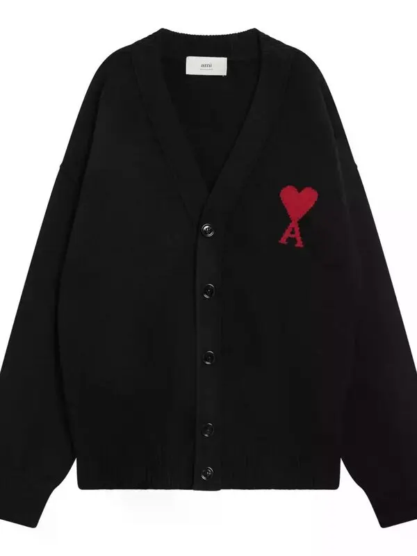 AMI Paris Wool Cardigan With De Coeur