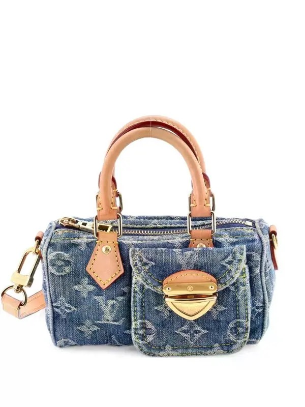 LOUIS VUITTON Speedy Bandouliere Nm Bag Monogram Denim Nano Crossbody Bag - Blue