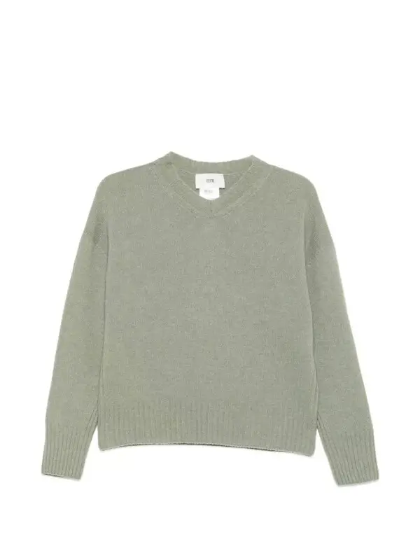 SOLOTRE Ribbed-trim V-neck Sweater - Green