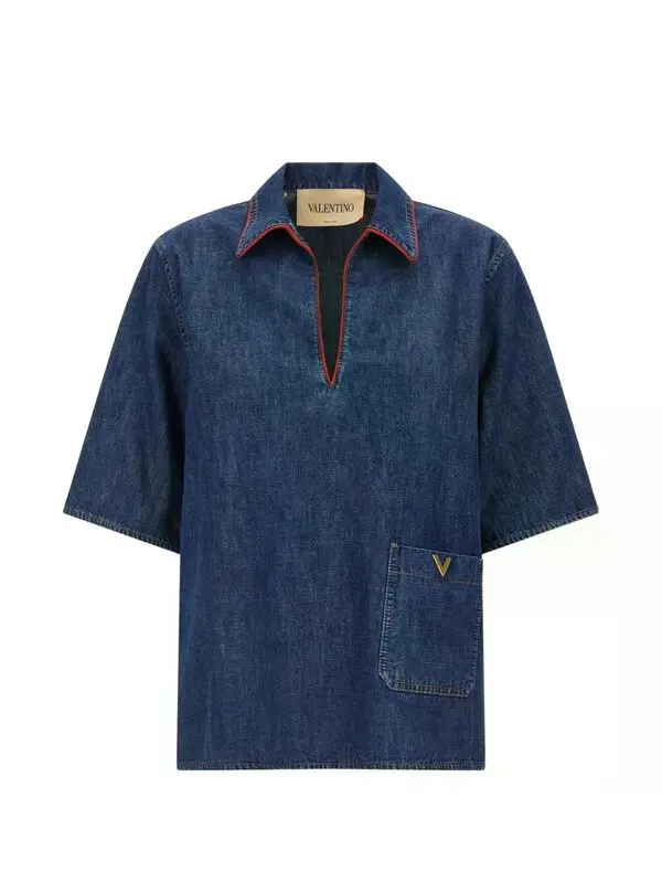Valentino Garavani Vlogo Signature Denim Blouse - Blue