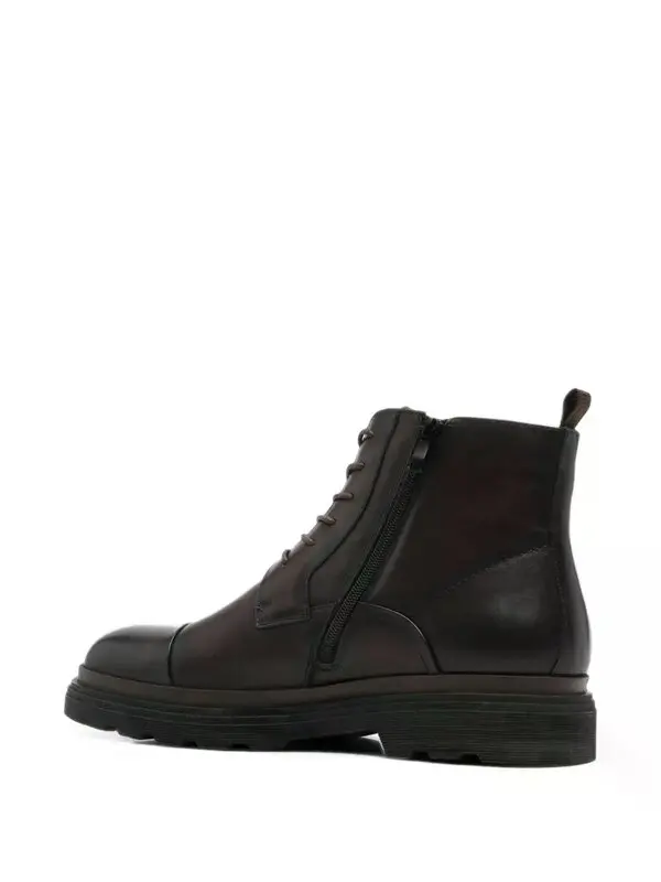 SERGIO MORETTI FIRENZE Lace-up Leather Biker Boots