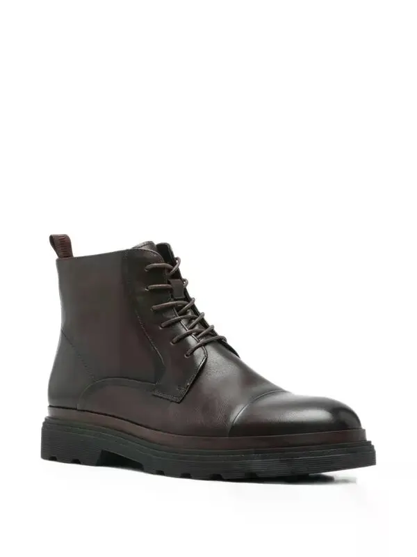 SERGIO MORETTI FIRENZE Lace-up Leather Biker Boots