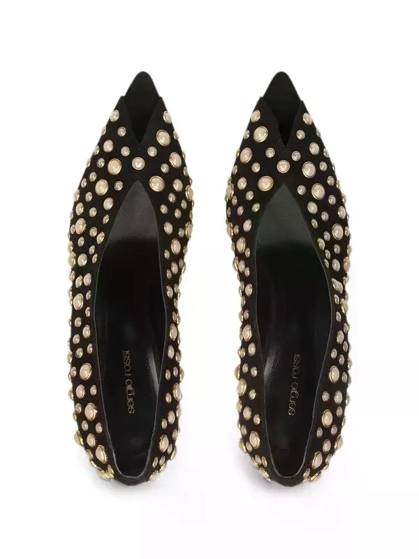 SERGIO ROSSI Beak Pearl-embellished Heeled Pumps