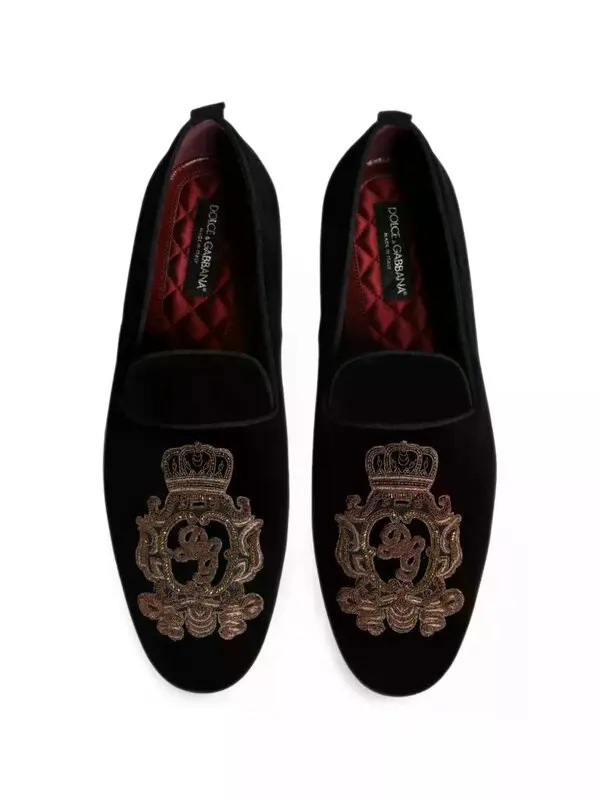 Dolce & Gabbana Embroidered Velvet Loafers