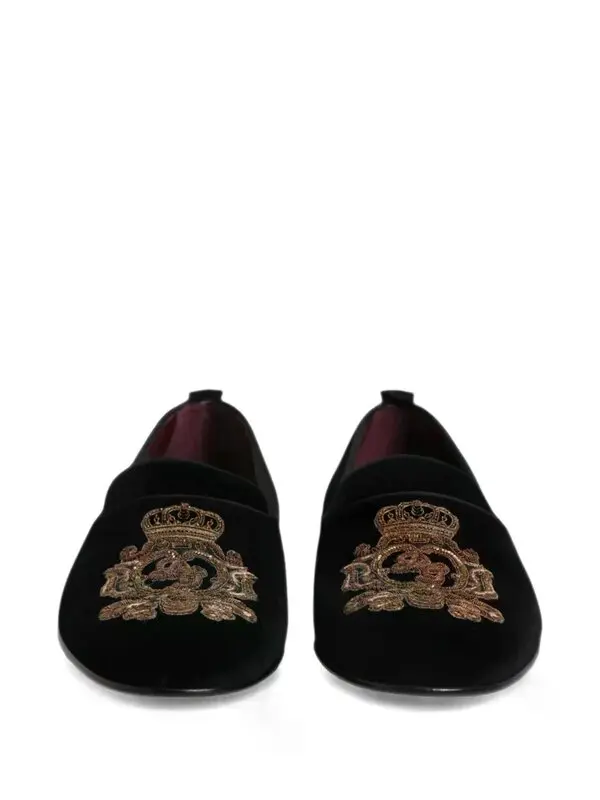 Dolce & Gabbana Embroidered Velvet Loafers