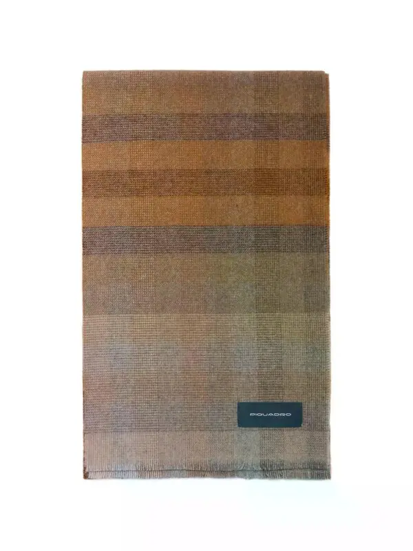PIQUADRO Check-pattern Fringed Scarf