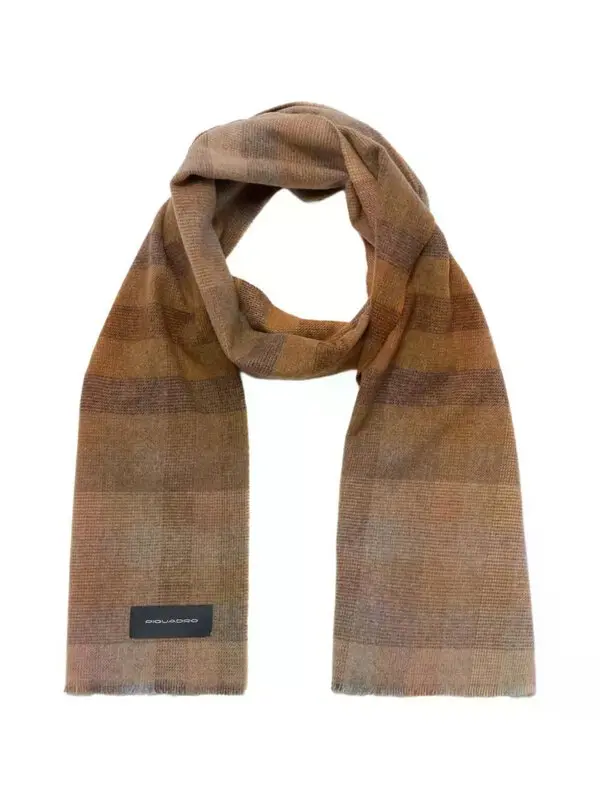 PIQUADRO Check-pattern Fringed Scarf
