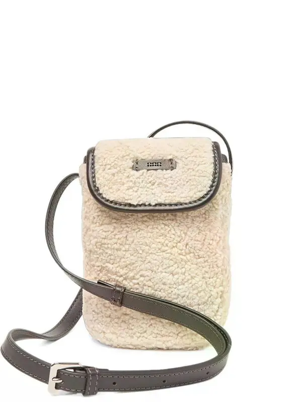 Peserico Fleece-texture Leather-trim Crossbody Bag
