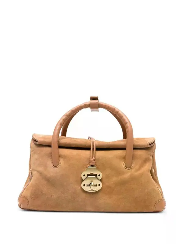 ZANELLATO Small Dotta Ostrich-effect Leather Tote Bag - Brown