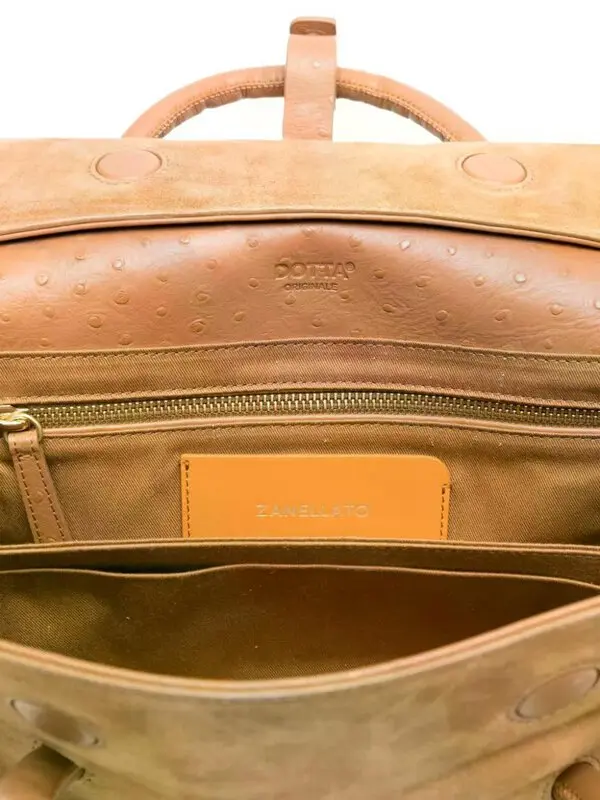 ZANELLATO Small Dotta Ostrich-effect Leather Tote Bag - Brown