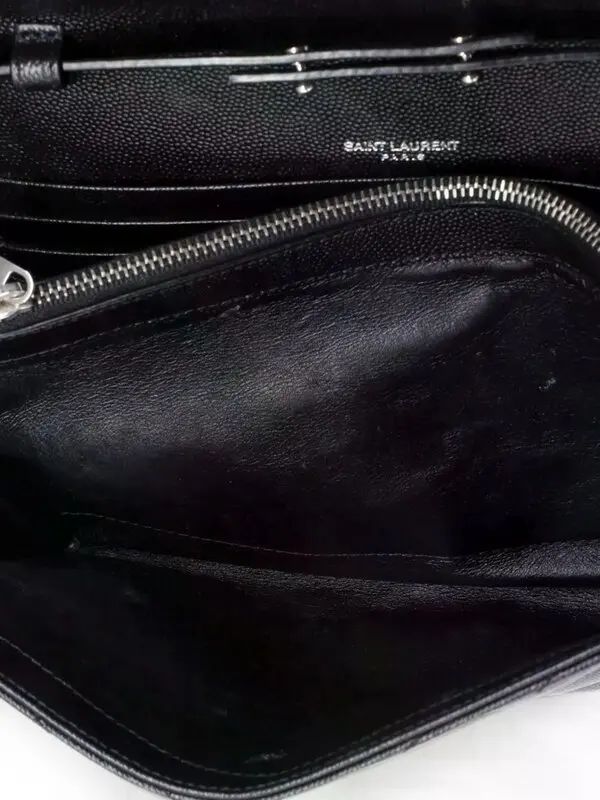 Saint Laurent Classic Monogram Wallet On Chain Matelasse Chevron Leather Medium Crossbody Bag