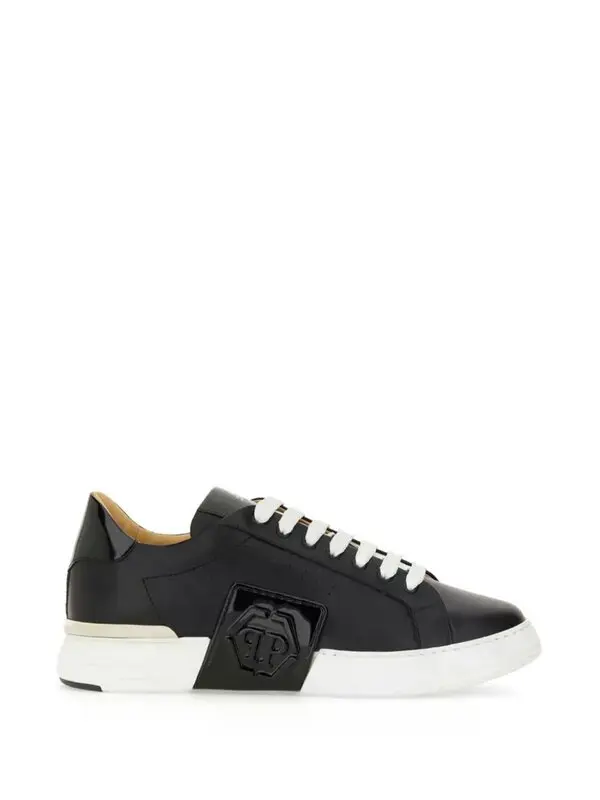 Philipp Plein Logo-plaque Leather Sneakers - Black